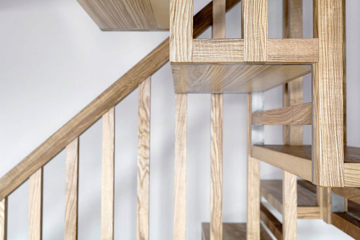 Suspended olive ash staircase · millimetre