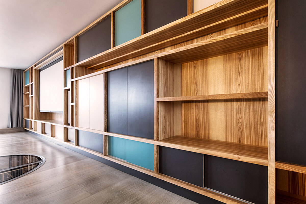 Olive ash AV storage unit · millimetre