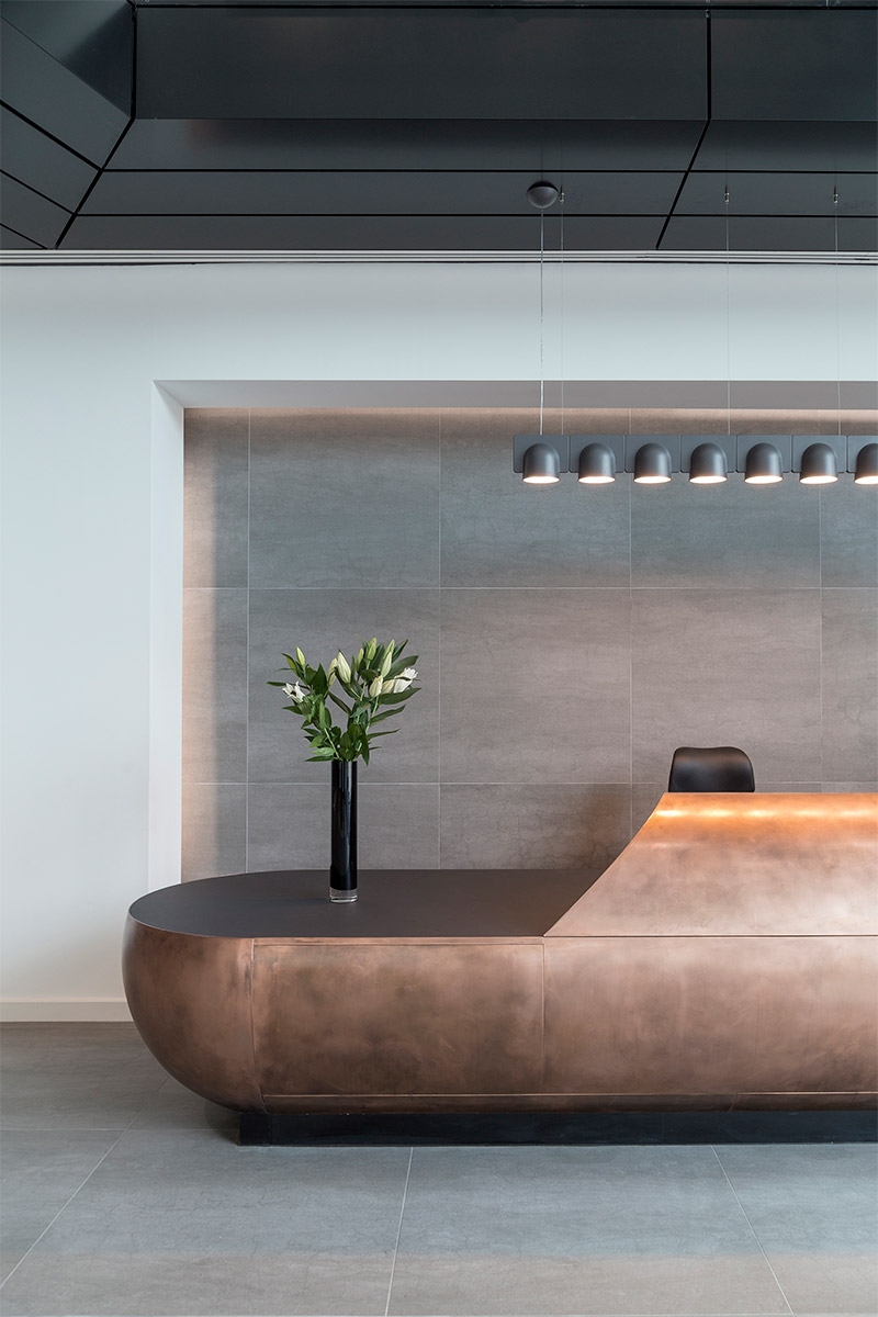 Copper Reception Desk · millimetre